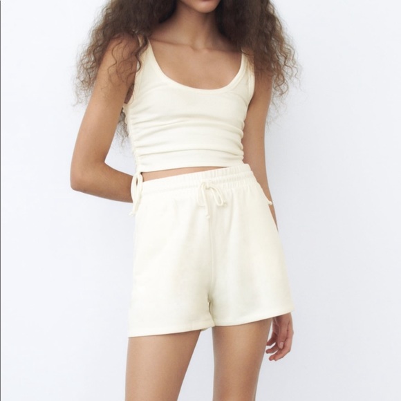 Zara | Shorts | Zara White Plush Shorts | Poshmark